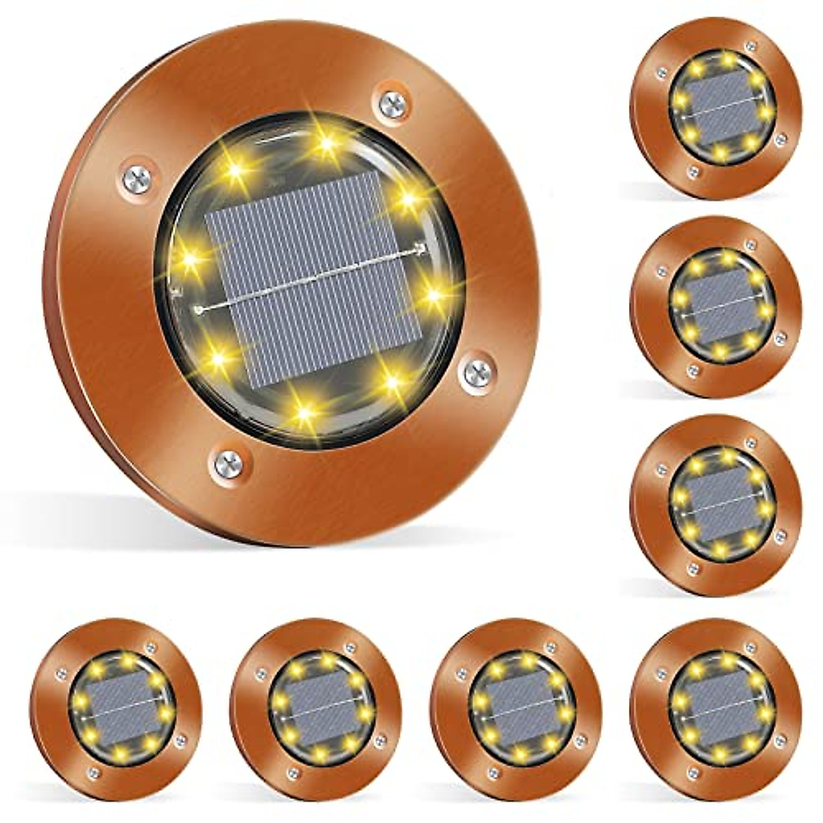 XKSINMY Solar Ground Lights Outdoor Waterproof Flat in Ground Solar Disk Lights 8 Pack for Garden Pathway Yard Patio Walkway