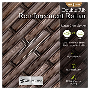 Sophia & William Patio Furniture Set with Fire Pit Table, 10 Piece Half Moon Outdoor Wicker Sectional Sofa Set, Rattan Conversation Set with 56-Inch Fire Pit Table for Backyard, Deck, Pool(Aqua Blue)