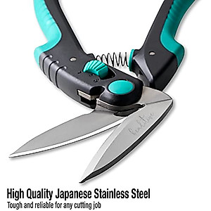 Beaditive Heavy Duty Multipurpose Angled Craft Scissors 10" - Japanese Stainless Steel, Serrated Blade - Industrial Shears for Thick Fabrics, Leather, Cardboard, Carpets, Artificial Grass