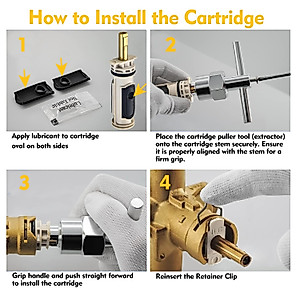 1222 Replacement Cartridge for Moen, Compatible with One Hanlde Posi Temp Faucet, with 116653 Handle Adapter Kit & 104421 Removal Too, Bathtub Shower Valve Parts and Removal Tool