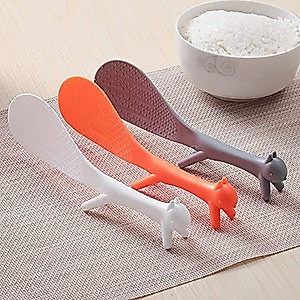 RUITASA Rice Paddle 3PCS Lovely Squirrel Shape Standing Spoon, Rice Paddle,Non-stick Rice Paddle Spoon Creative Household Kitchen Tools,Stick and Heat Resistant Kitchenware