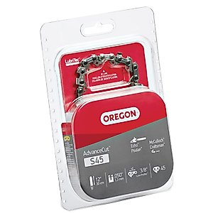 Oregon S45 AdvanceCut Replacement Chainsaw Chain for 12-Inch Guide Bar, 45 Drive Links, Pitch: 3/8" Low Profile, Low Vibration, .050" Gauge Gray (Packaging May Vary)
