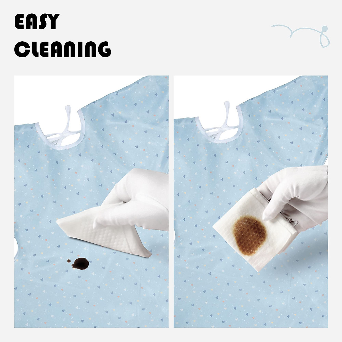 Little Dimsum Baby & Toddler Weaning Bib Coverall, Attaches to High chair, Waterproof Long Sleeve Feeding Smock Apron, Easy to Clean for Eating 6-36 Months