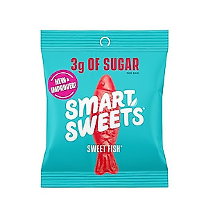 SmartSweets Sweet Fish, Candy with Low Sugar (3g), Low Calorie(100), Plant-Based, Free From Sugar Alcohols, No Artificial Colors or Sweeteners, 1.8oz. (Pack of 6)