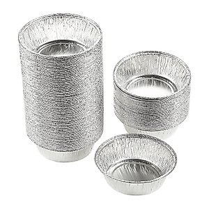Juvale 100 Pack Mini Individual Pot Pie Pans, Round Disposable Aluminum Tins for Small Business, Catering, Baking, and Cafes (5 In)