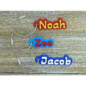 Personalized Water Bottle and Bag Name Tag Curvy Font, Hard Plastic Luggage Label Custom Nametag, Bulk Discounts