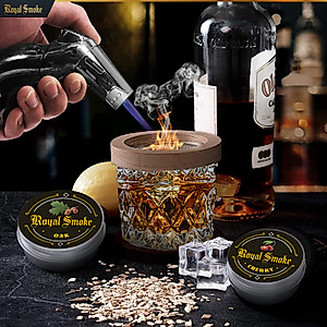 Royal Smoke Cocktail Smoker Kit - 4 Flavors Wood Chips - Bourbon, Whiskey Smoker Infuser Kit, Old Fashioned Drink Smoker Kit, Birthday Bourbon Whiskey Gifts for Men, Dad, Husband (Without Butane)