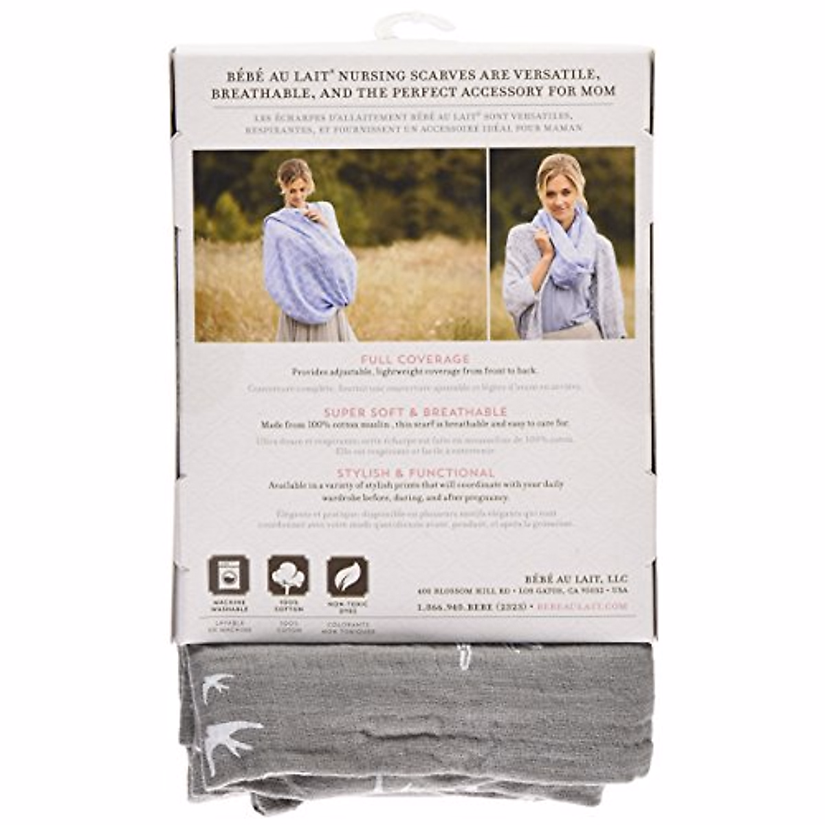 Bebe au Lait Premium Muslin Nursing Scarf, Lightweight and Breathable Cotton, One Size Fits All - Nightingale