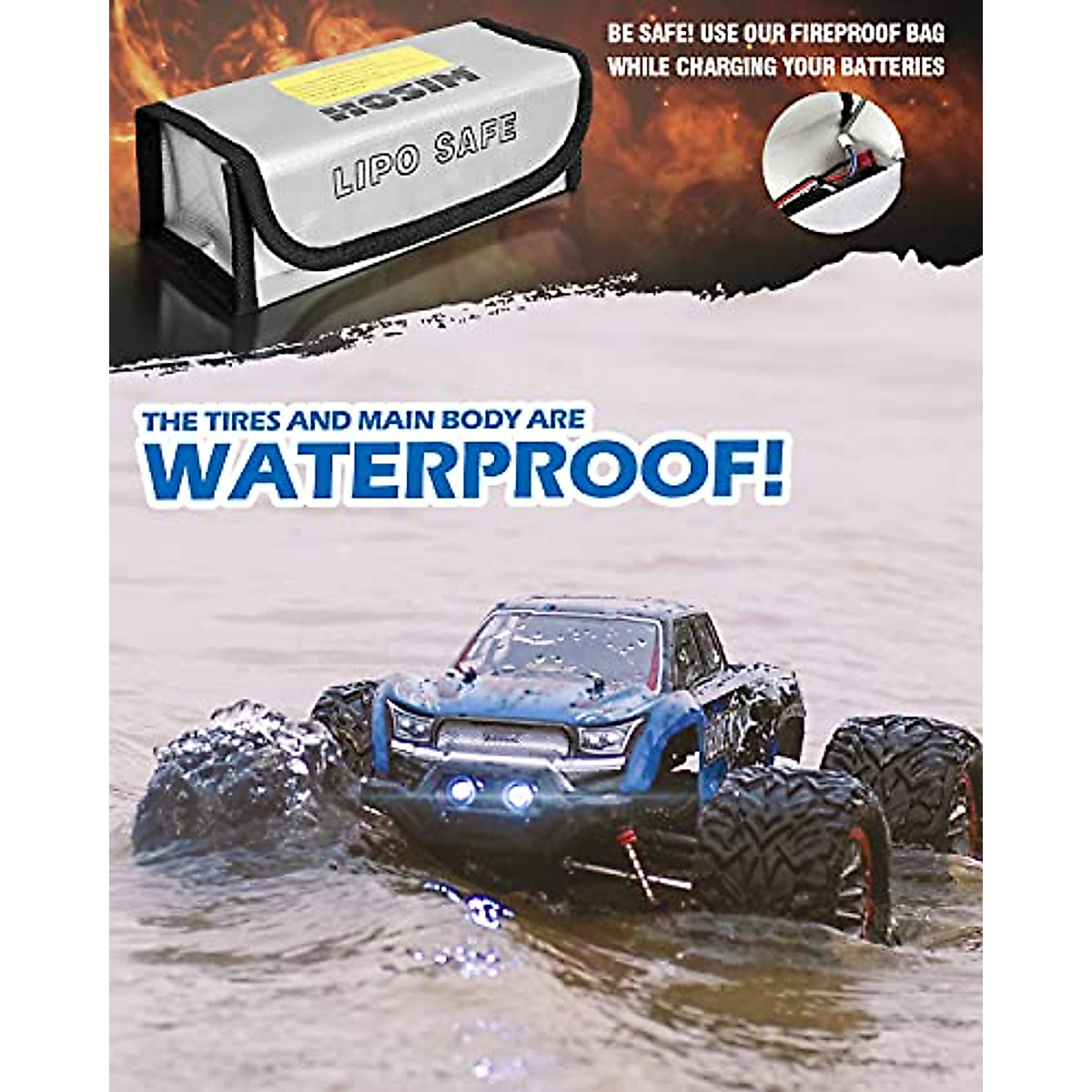 Hosim 9155 46+ KMH 4WD High Speed RC Monster Trucks,1:12 Scale Large Size RC Cars for Adults Boys Kid, All Terrain RC OffRoad Car 40+Min Play Remote Control Car for Boy 2 Batteries|6 Oil Filled Shocks