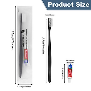 Xuezoioy Disposable Toothbrushes with Toothpaste Pack of 30,Black Individually Wrapped Disposable Travel Toothbrush Kit in Bulk for Homeless,Nursing Home,Shelter,Hotel,Charity