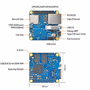 WayPonDEV NanoPi NEO3-LTS Mini Router Single Board Computer Rockchip RK3328 1GB Super Tiny ARM Board for IOT Smart Home Gateway Support FriendlyWrt Ubuntu (with Case and Heat Sink)