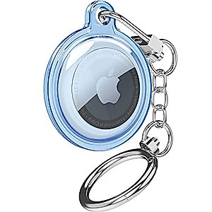 JUST4YOU AirTag Case with Key Ring, Soft Protective Holder Keychain Cover for Apple AirTag (Blue) CS_ST_at_BL