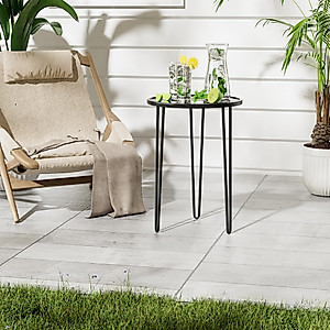 Palama Small Side Table for Living Room, Modern Home Décor Black and Gold Side Table, Easy Assembly Small Gold Table, Gold Accent Table