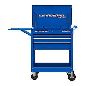 HFT Roller Cart Tool Cabinet Storage Chest Box Glossy 4 Drawer 580 Lb. Capacity - Blue