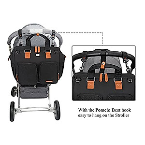 Pomelo Best Diaper Bag Tote Nappy Changing Bags Unisex Baby Bags for Boys Girls Multifunction Waterproof Travel Diaper Bag Organizer with Diaper Pouch, Changing Pad and Stroller Straps