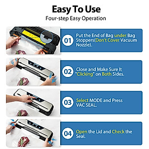 Vacuum Sealer Machine with Starter Kit, Beelicious 8-In-1 Powerful Food Vacuum Sealer, with Pulse Function, Moist&Dry Mode and External VAC for Jars and Containers | Build-in Cutter | LED Indicator | Quiet Operation | Easy to Clean | Slim Compact design |
