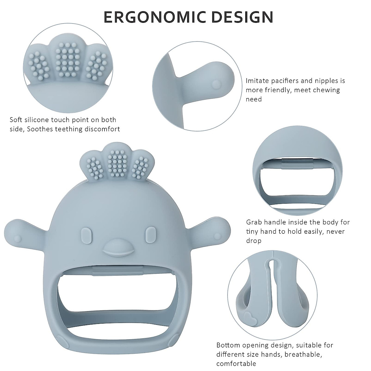 Socub Silicone Baby Teether Toy for Infants 3+ Months, BPA Free Anti-Drop Silicone Mitten Teething Toy for Soothing Sore Gums, Baby Chew Toys for Sucking Needs, Rose Pink