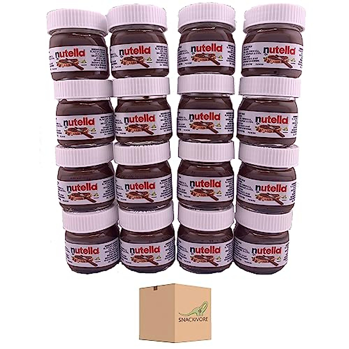 Mini Nutella Jars, 16 Pack of 0.88oz Glass Nutella Mini Jars by Snackivore. Single Serve Nutella.