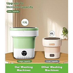 13L Portable Washing Machine, Mini Portable Washer with Spin Dryer, 3 Modes Deep Cleaning for Baby Clothes Socks Underwear or Small Items, small Washing Machine suitable for Apartment,RV Travel Green