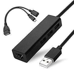 OTG Cable for TV Stick 4K Lite, Max, Cube, with Ethernet Adapter, USB HUB to Add Memory Storage and Bluetooth