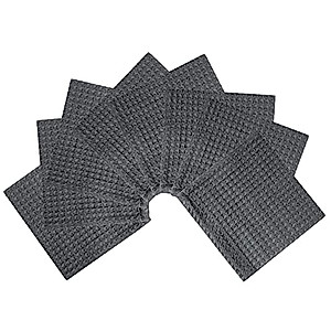 Premium Dish Cloths (12”x 12”, 8 Pack) – Waffle Weave Dish Cloth – 270 GSM – Cotton Kitchen Dish Cloth Set – Highly Absorbent Dish Towels Set (Grey)
