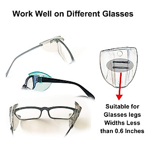 WAHAH 5 Pairs 5 Colors Side Shields for Eyeglasses - Safety Protection Side Shields for Glasses (Transparent, Bronze, Blue, Red, Green)