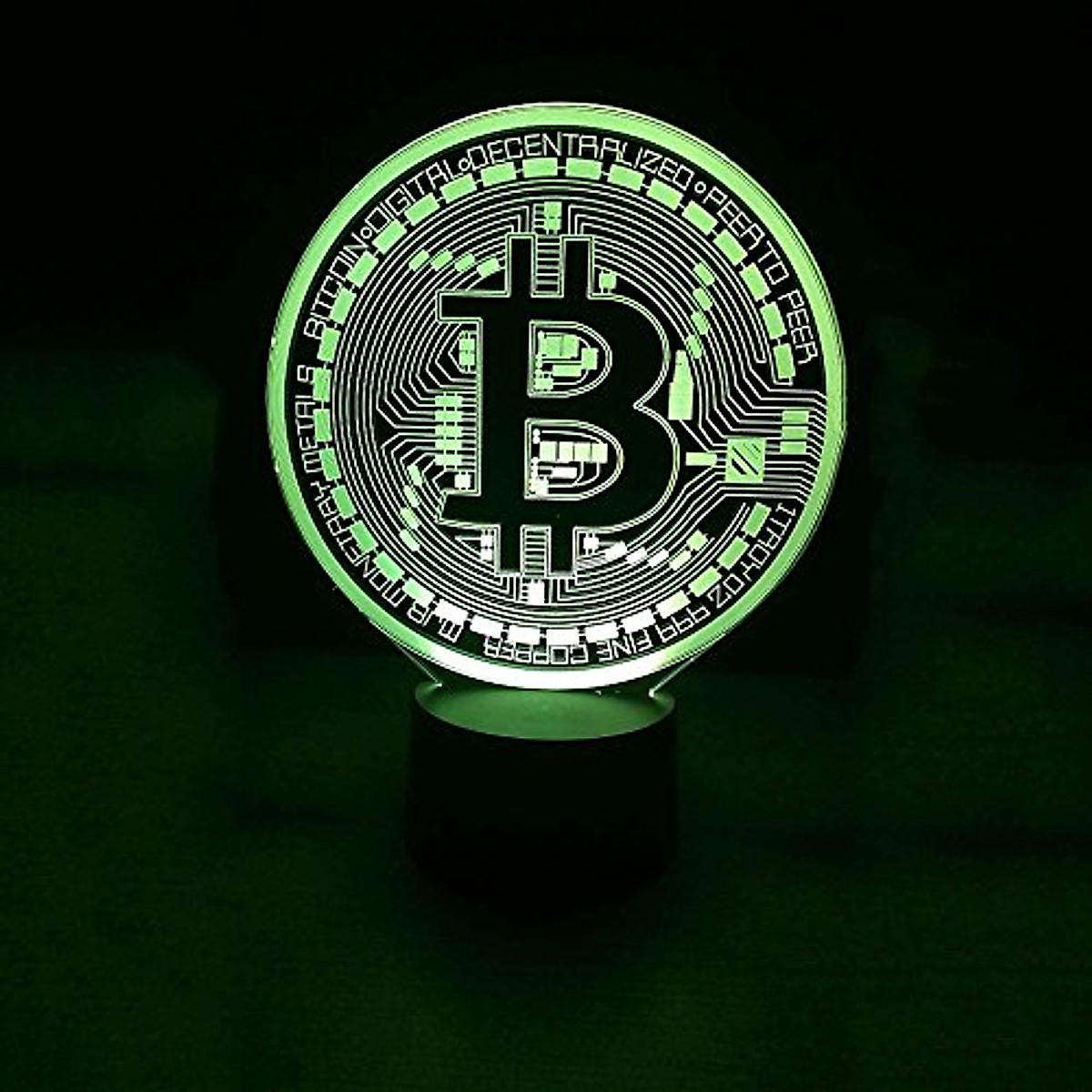 MOLLY HIESON 3D Bitcoin Sign Night Light Table Desk Optical Illusion Lamps 7 Color Changing Lights LED Table Lamp Xmas Home Love Birthday Children Kids Decor Toy Gift