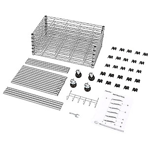 Homdox 6-Tier Storage Shelf Wire Shelving Unit Free Standing Rack Organization with Caster Wheels, Stainless Side Hooks, Silver Gray