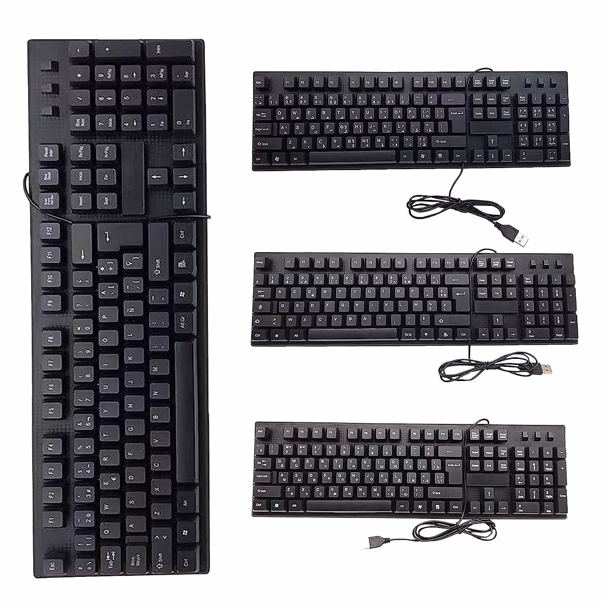 HEVIRGO 108Keys, Universal Keyboard,Wired Gaming Keyboard,Wired Keyboard, Multiple Languages Ergonomic USB Wired Keyboard for PC Laptop - Black A,Computer