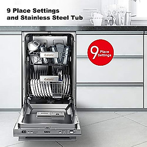 Galanz GLDW09TS2A5A Built in Dishwasher, 9 Place Setting, 18 Inch, 6 Cycles, 3 Options, Stainless Steel