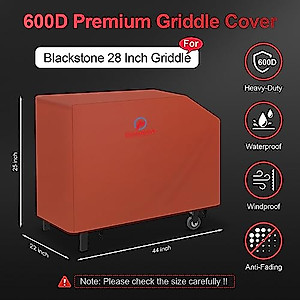 Comnova Griddle Cover for Blackstone Single Shelf Griddle 28 Inch - 600D Flat Top Griddle Cover for Blackstone 2 Burner Waterproof, BBQ Grill Cover for Blackstone 1517, Tailgater and Adventure Ready