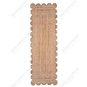 2x3, 2x4, 2x5,2x6 Ft. Natural Jute Scalloped Rug, Bohemian Scallop Rug, Natural Jute Rug, Boho Decor Rug, Area Rug, Handwoven Jute Rug, Custom Rug, Decorative Rug (2x4 Ft. Area Rug)