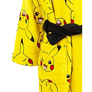 Pokemon Dressing Gown Kids Boys Girls Pikachu 3D Ears Pjs Bathrobe 7-8 Years