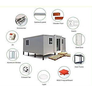 Weather Proof, Wind Resistant, Anti corrision Tiny Expandable Prefab House to Live in 1 Bathroom, 3 Bedooms & 1 Kitchen- for Small Family 20 FT 3 in 1 Tiny Backyard House
