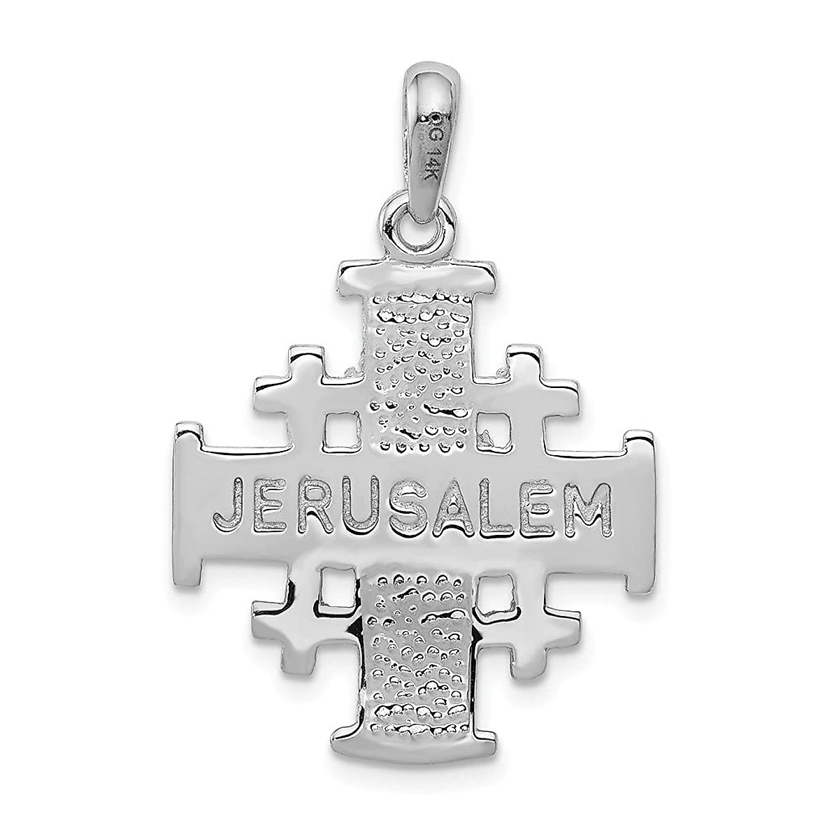 Diamond2Deal 14k White Gold Jerusalem Religious Crucifix Cross Pendant Fine Jewelry for Women (L- 32 mm W- 23 mm)