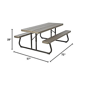 Lifetime 60105 Wood Grain Picnic Table and Benches, 6 Feet, Brown