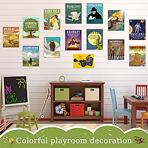 Outus Literary Genres Posters Bulletin Board Set for Classroom Literature Poster Wall Art Print Teacher Educational Art Print for High Middle School Classroom Decoration(14 Pcs, Classic)