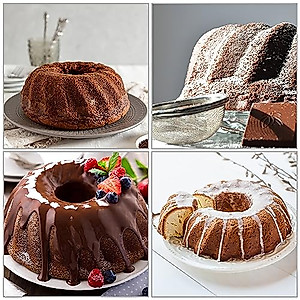 YASYU Silicone Fluted Tube Cake Pan,Non Stick Swirl Cake Baking Mold with Handle,Perfect Bakeware for Jello, Gelatin, Bread,7.5 inch Baking Pan, BPA Free