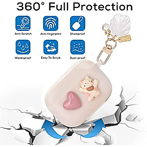 Cute Kawaii AirPods 3 Case with Shell Pearl Keychain Love Heart Cat Design Silicone TPU Cover Compatible with AirPods 3rd Generation Case for Women and Girls