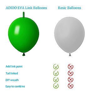 ADIDO EVA Link Balloons Green 12 Inch Quick Latex Link Balloon 80 Pcs for Birthday, Halloween, Christmas, Party Festival Decorations