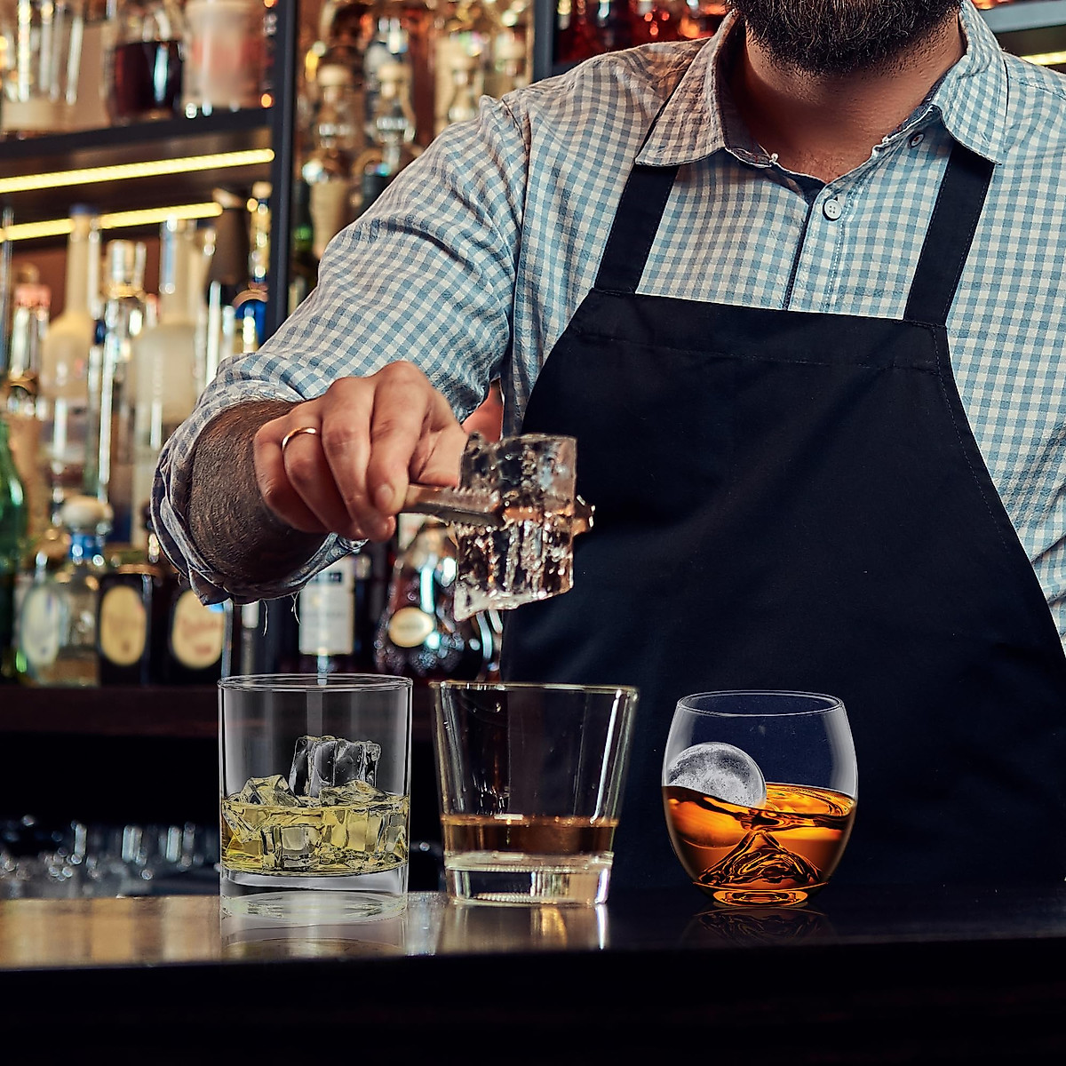 PAQUITAS HOME 3-in-1 Ice Tray: Sphere, Rectangle, and Square Shapes with Lid - Non-Toxic - BPA Free Silicone Mold for Perfect Cocktails and Soft Drinks - Black