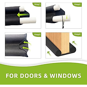 Ticanble Door Draft Stopper, Adjustable Length 24" to 38",Bold Diameter 2", Energy Saving, Dust Proof, Soundproofing, Weather Stripping Reusable Door Sweeps, Machine Washable, White