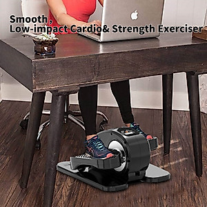 Hanghelth Under Desk Ellipitical Machine,Electric Mini Seated Elliptical Training Machine,with Resistance Band,Mat,Remote Controller for Seniors,Adults,Foot Pedal Exerciser Home and Office Workout