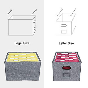 ATBAY File Storage Box Collapsible Large Capacity Office File Organizer for Letter/Legal Size Hanging File Folder Box, Gray 1Pack