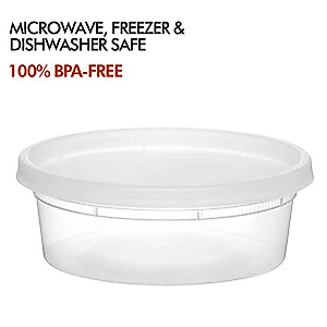 Deli Food Containers with Lids - 8 oz 60 Sets- Ideal for Food, Snacks, Takeout, Meal Prep - 1 Cup Small Durable Clear Containers for Food - Stackable and Durable, Freezer, Dishwasher & Microwave Safe