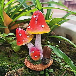 MUAMAX Miniature Mushrooms Snail Fairy Garden Mushroom Fairy Garden Accessories Small Mushroom Figurine Bonsai Craft Decro Micro Landscape Ornaments