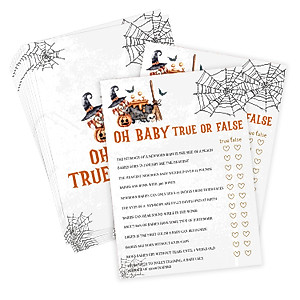 Halloween True or False Game, Halloween Game for Baby Shower, Baby Shower Decorations, Fall Gender Reveal Party Supplies, 30 Game Cards and 1 Answer Key - WY09
