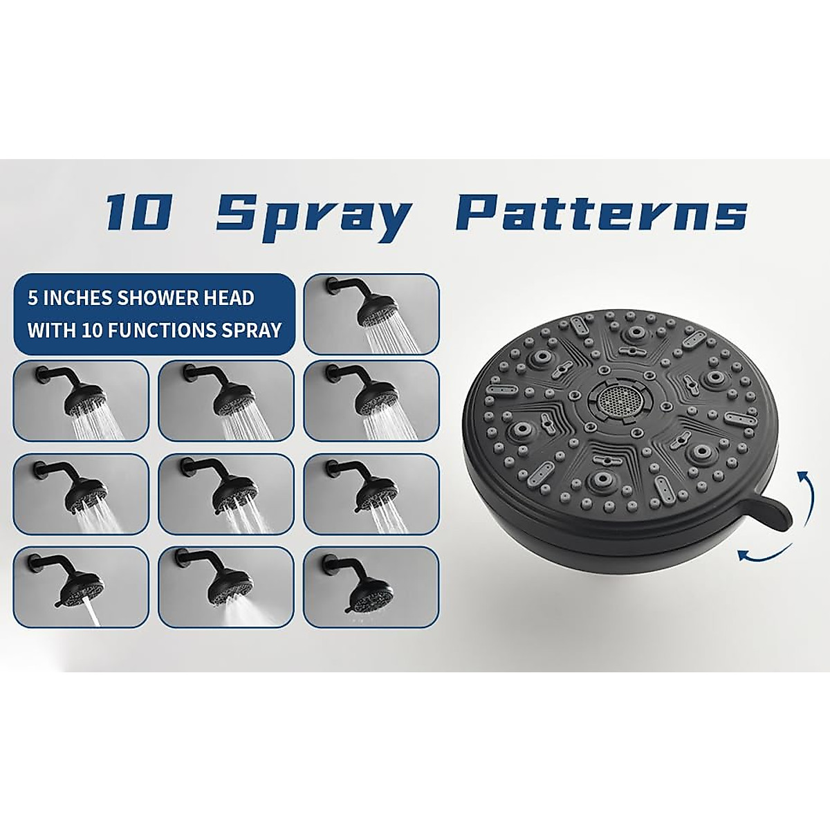 2 Handle Shower Faucet Set with Tub Spout Bathtub Shower Faucet Combo Set Shower System Complete Tub and Shower Trim Kit Matte Black Wall Mounted Shower Fixtures