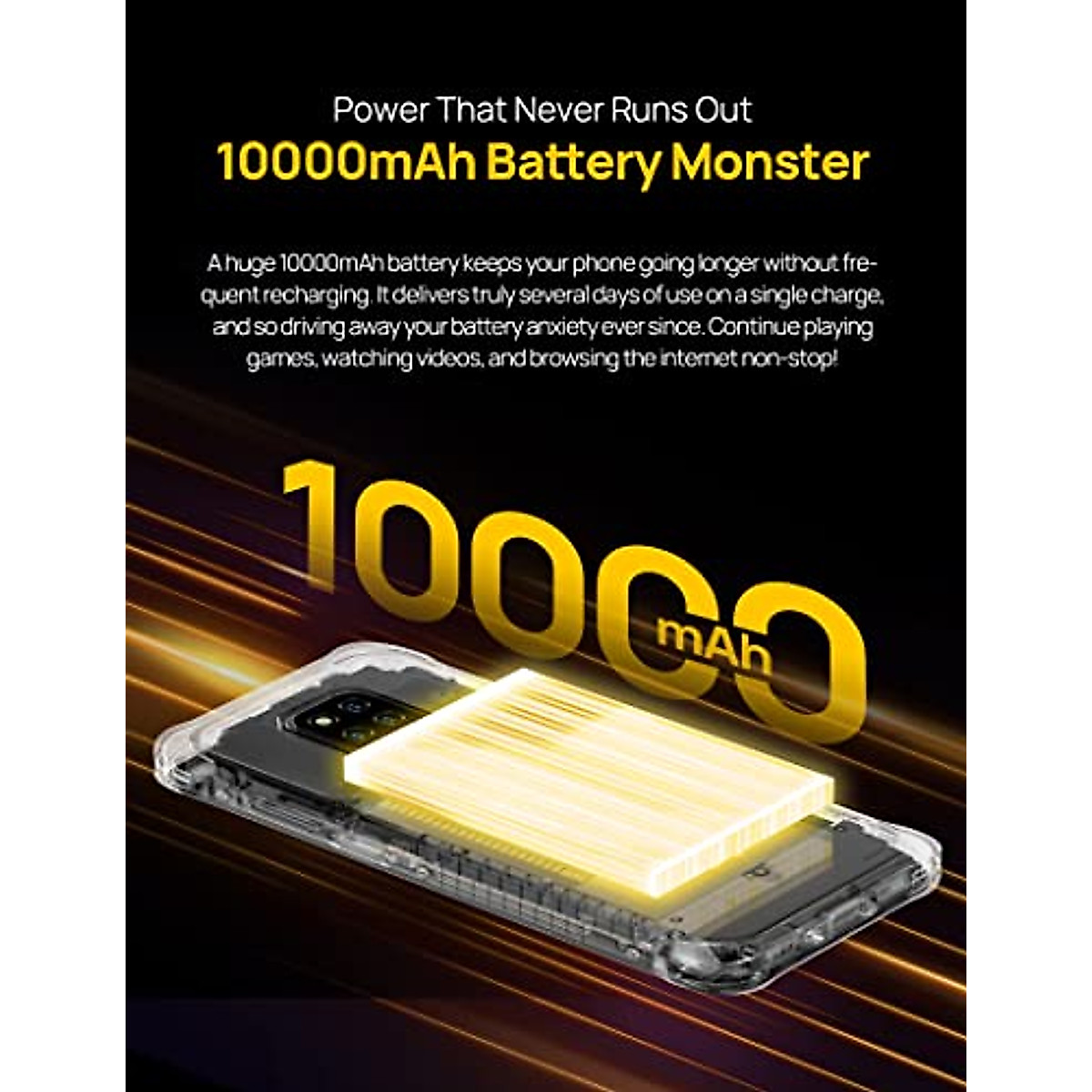 Ulefone Armor 14 Pro 10000mAh Rugged Smartphone, Android 12, 6GB+128GB, Helio G85 Octa-core Waterproof Rugged Phone, 6.52” HD+, 20MP AI Camera, Fast Charging Unlocked Cell Phones, Dual Sim 4G