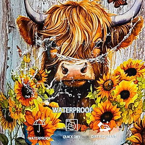 Highland Cow Sunflower Laundry Basket Animal Foldable Oxford Cloth Funny Tote Bag Laundry Hamper Clothes Storage Bucket Toy Organizer For Bathroom/Laundry Storage/Bedroom 18.9x16.5 Inch